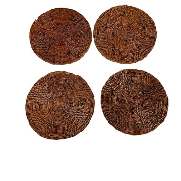 Unbranded | Dining | Vintage Lot Of 4 Wicker Straw Woven Rattan Trivets ...